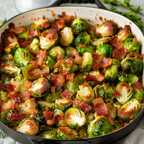 Easy Brussels Sprouts and Bacon - Krystel's Cooking